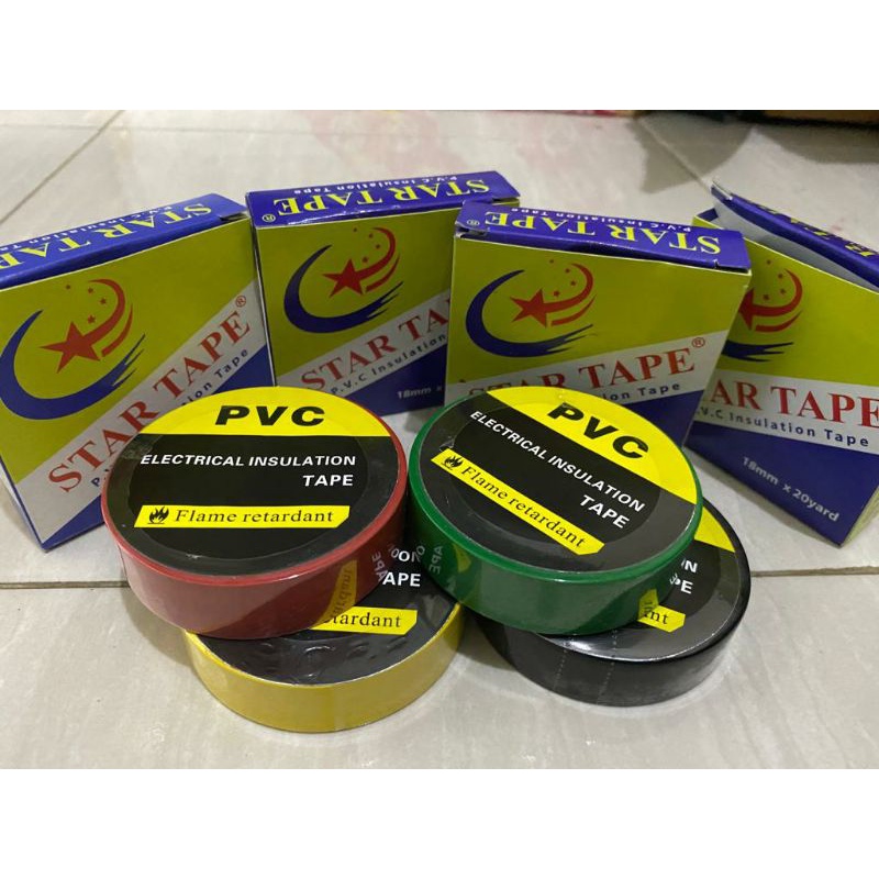 Jual ISOLASI LISTRIK STAR TAPE 18 MM x 20 YARD ISOLASI LISTRIK PVC ...