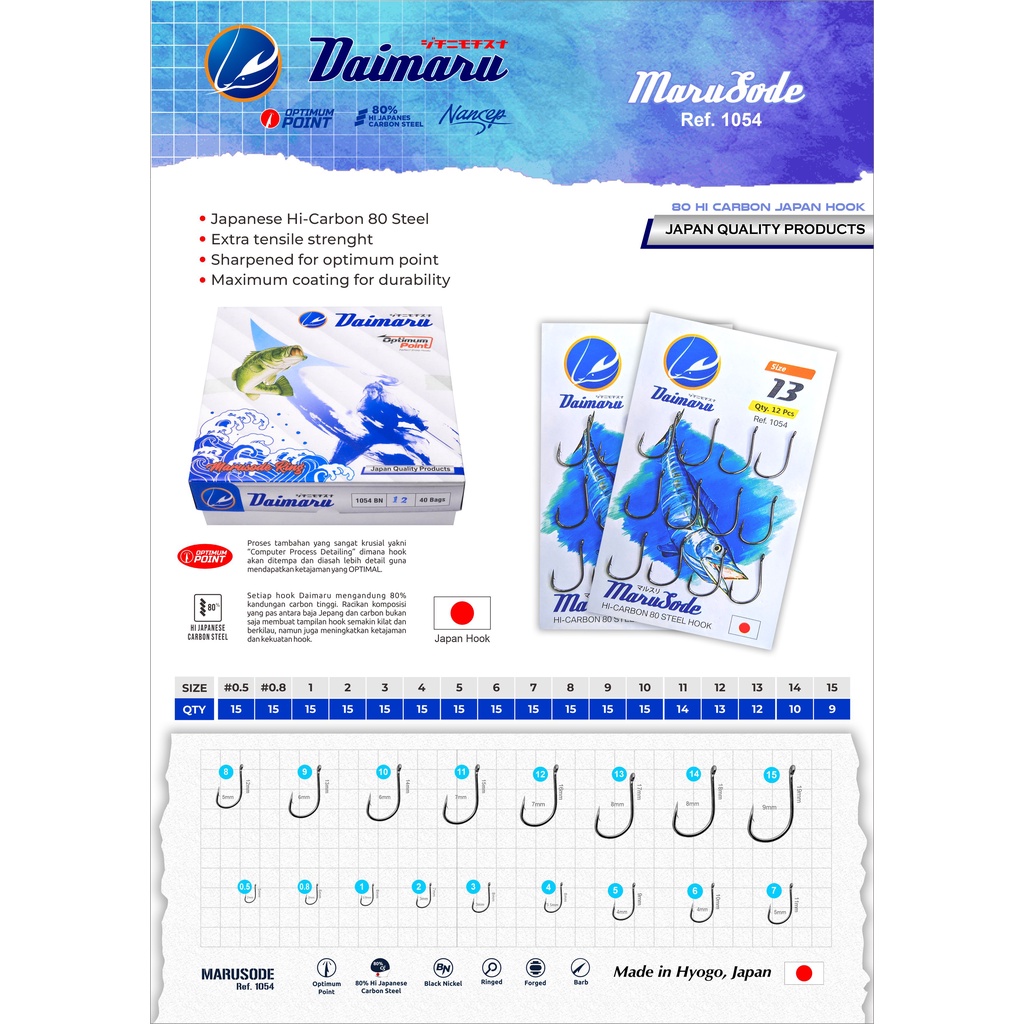 Jual Hook Daimaru Marusode 1054, Kail Carbon, Hook Carbon,Japan, No 0,5 ...