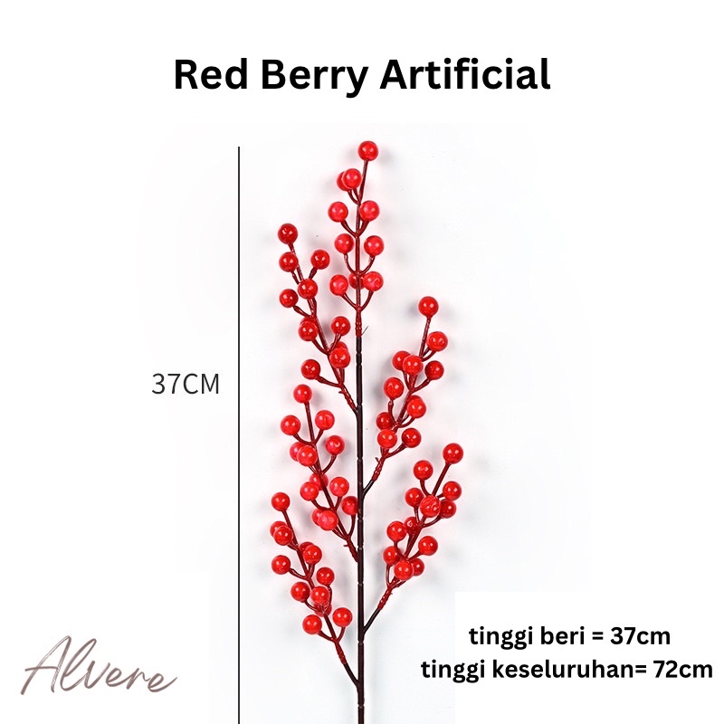 Jual Red Berry Artificial Pussy Willow Beri Merah Bunga Imlek Natal ...