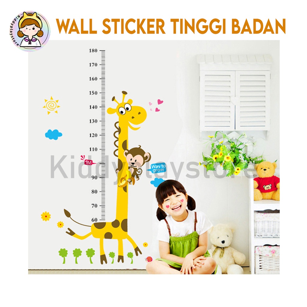 Jual Pengukur Tinggi badan Animals Jerapah Gajah / Sticker Gambar Hewan ...