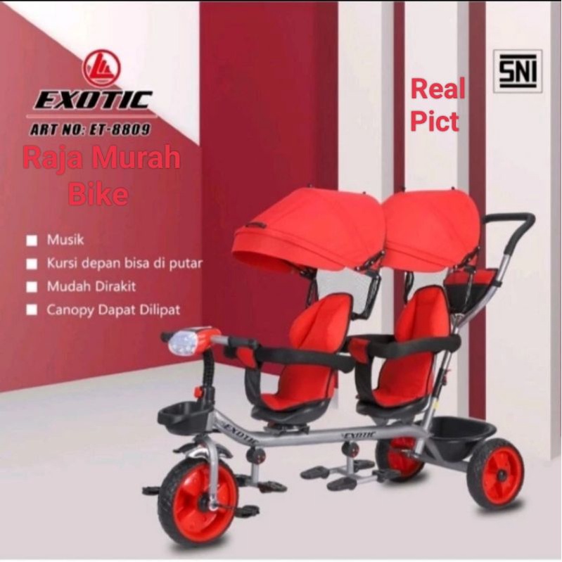 Jual Sepeda Anak Roda Tiga Kembar Exotic ET-8809 Sepeda Roda Tiga 2 ...