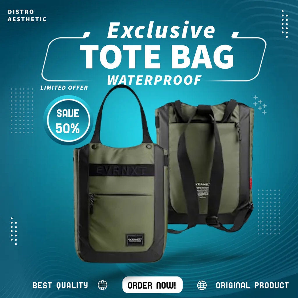 Jual Totebag Tas Kuliah Pria Wanita Tote bag Waterproof Original Distro Tas Jinjing Multifungsi ...