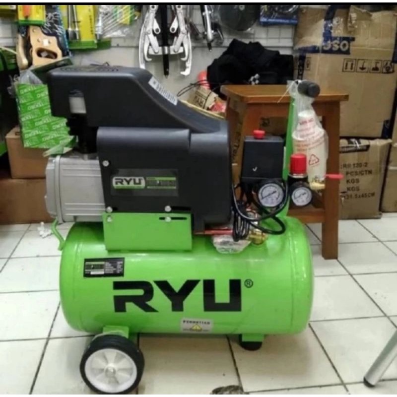 Jual mesin kompresor listrik RYU 1hp RCP 100-1 / kompresor angin RYU 1hp 25liter | Shopee Indonesia