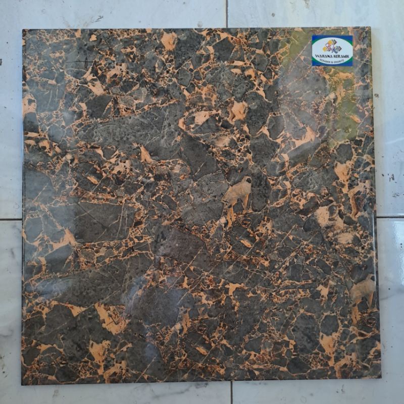 Jual keramik lantai marble glossy hitam kecoklatan 60x60 MARQUISE GOLD ...