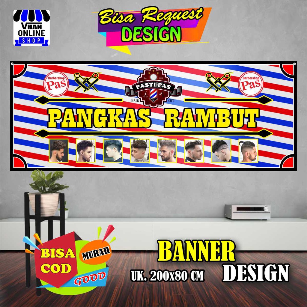 Jual Spanduk Banner Barbershop, Pangkas Rambut, Potong Rambut, Kuat ...
