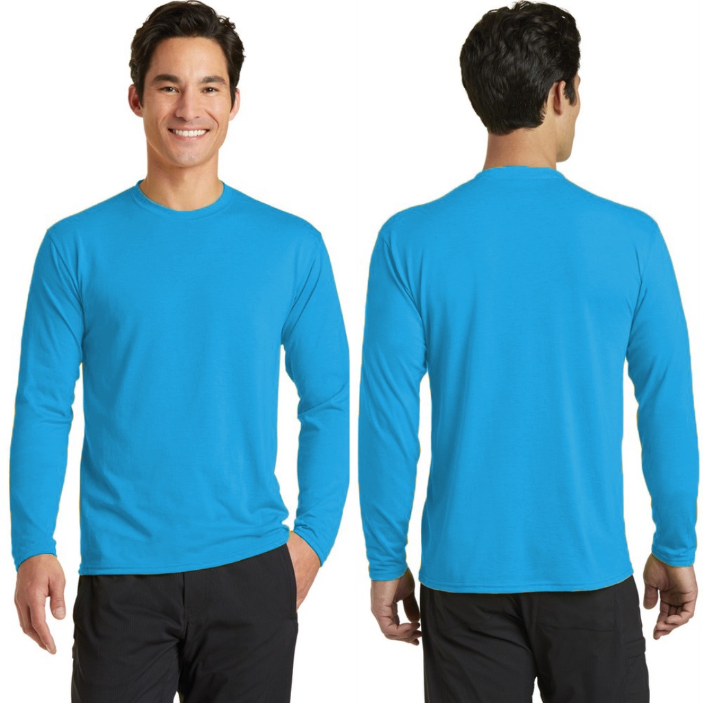 Jual Baju Kaos Lengan Panjang Warna Biru Turkis Polos O Neck Unisex ... Jual Baju Kaos Lengan Panjang Warna Biru Turkis Polos O Neck Unisex ...