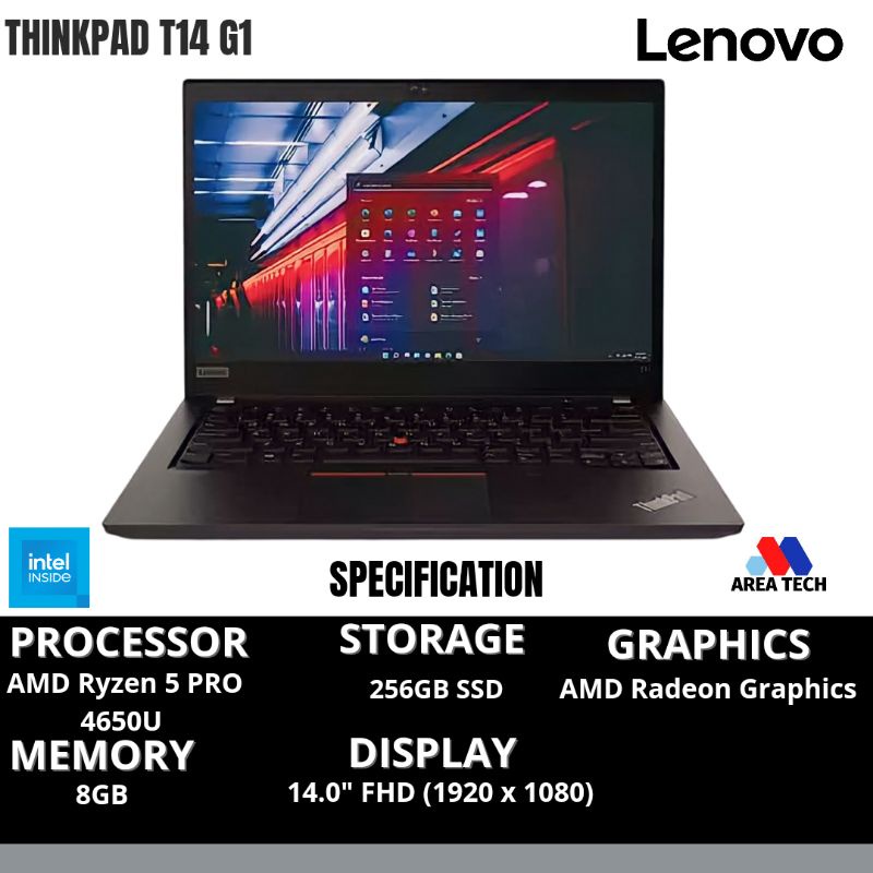 Jual LENOVO THINKPAD T14 G1 | Ryzen 5 PRO 4650U | 8GB | 256GB SSD ...