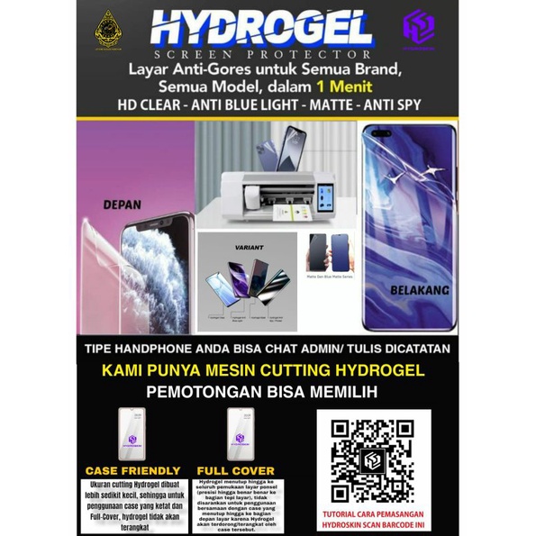 Jual Anti Gores Hydrogel Clear/Blue light/ Blue Matte/Matte/ Anti -Spy Privasi Bisa Request Tipe ...