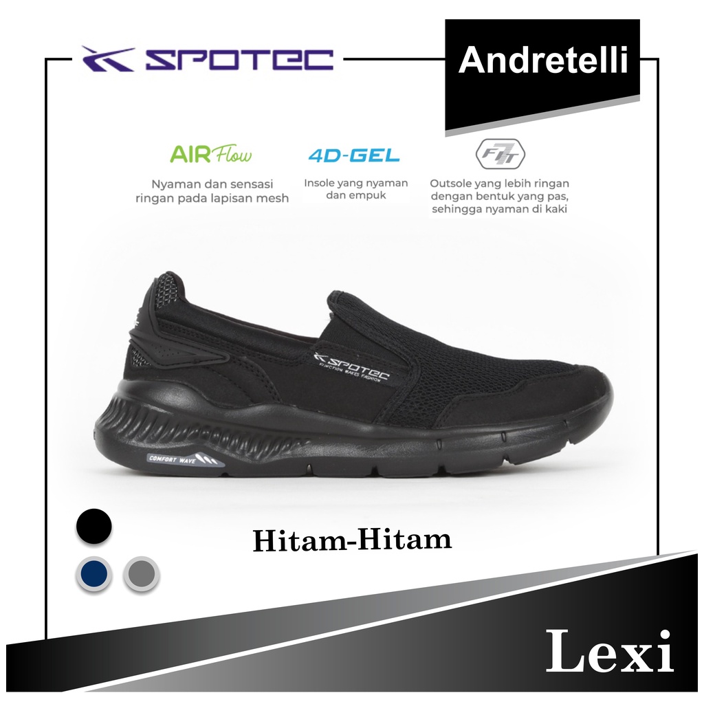 Jual SPOTEC LEXI Sepatu Walking HITAM / HITAM | Shopee Indonesia