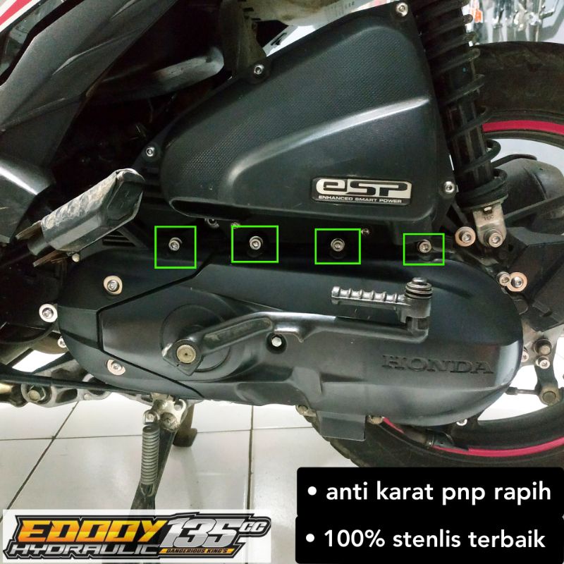 Jual baut stenlis cvt beat eco all injeksi 110 cc ( 14 pcs + ring ) | Shopee Indonesia