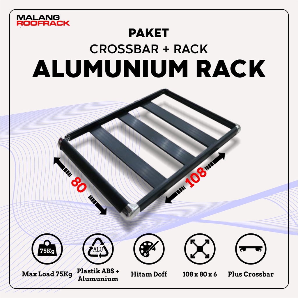 Jual paket rak atas mobil roofrack alumunium plus crossbar rhino ...