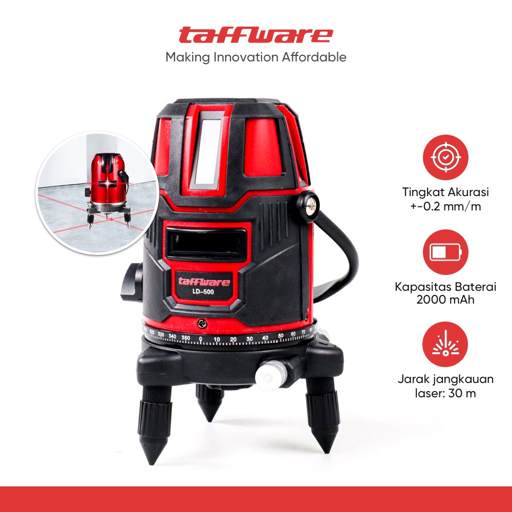 Jual Taffware Mesin Self Leveling 5 Line Laser Red Beam Infrared 4D ...