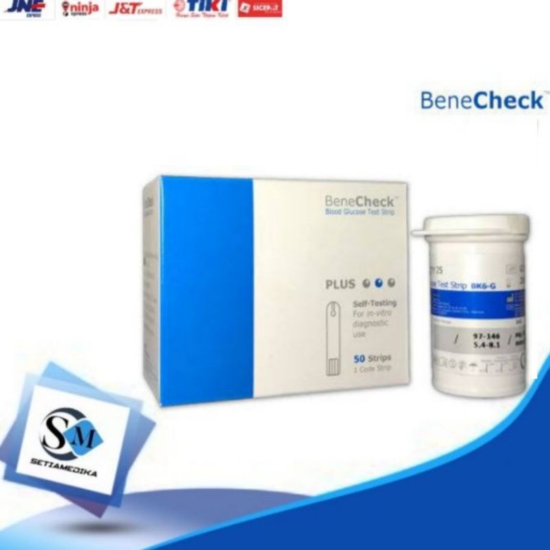 Jual Strip BeneCheck Plus glucose/ cek gula darah isi 50 | Shopee Indonesia