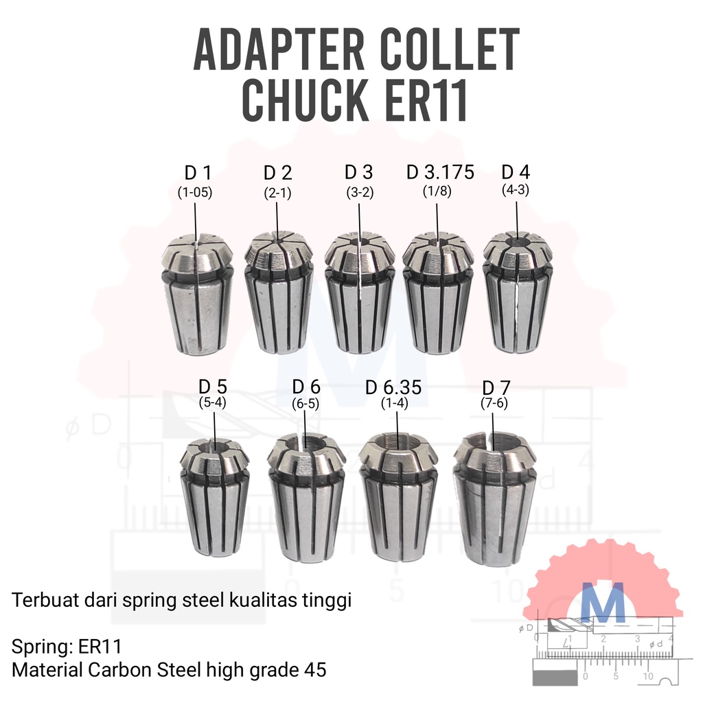 Jual ER11 Spring Collet Adapter collet chuck ER 11 Collet CNC | Shopee ...