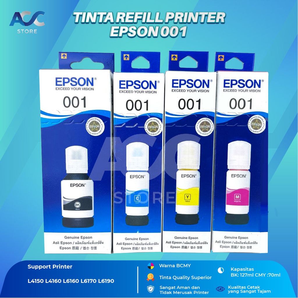 Jual Tinta Epson 001 Isi Ulang Printer L4150 L4160 L6190 L6160 L6170 ...