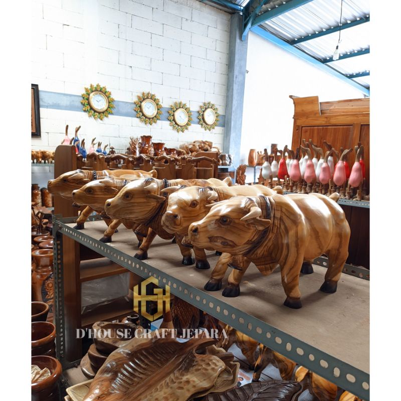 Jual Patung Kerbau Kayu Jati Solid Model Serat Terlihat | Shopee Indonesia