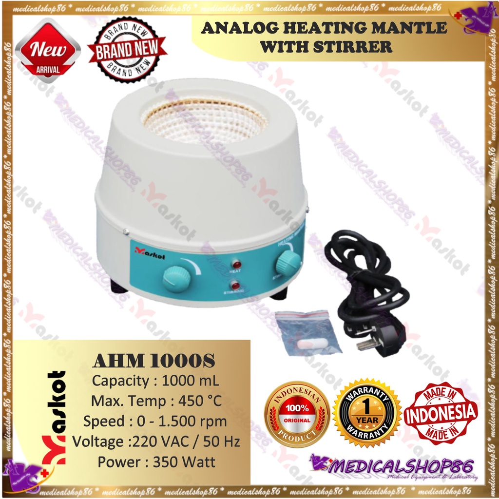 Jual AHM-1000S ANALOG HEATING MANTLE WITH STIRRER 1000mL. MASKOT ...