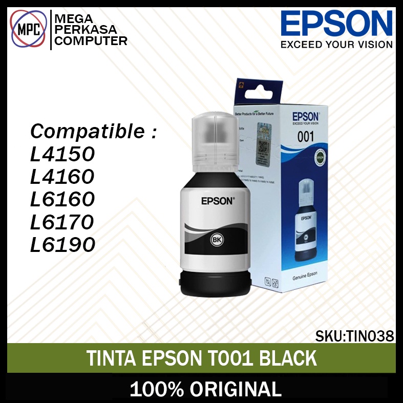 Jual TINTA EPSON 001 BLACK ORIGINAL L4150 L4160 L6160 L6170 L6190 ...