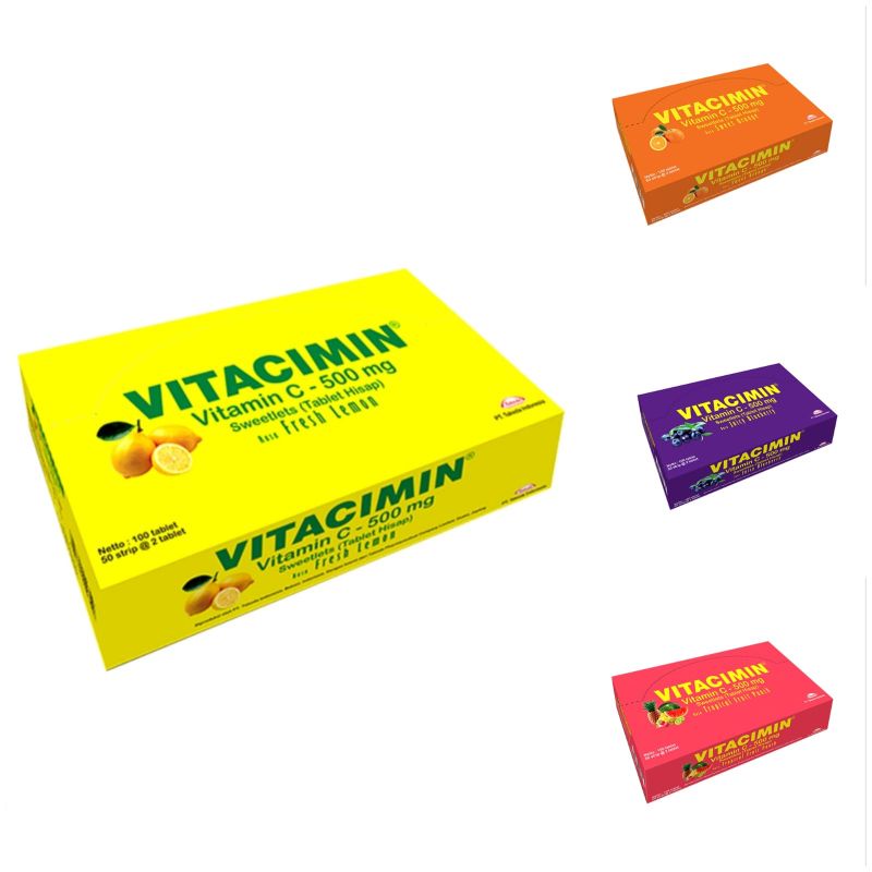 Jual Vitacimin 1 Box 100 Tablet (50 strip) Vitamin C 500mg | Shopee ...