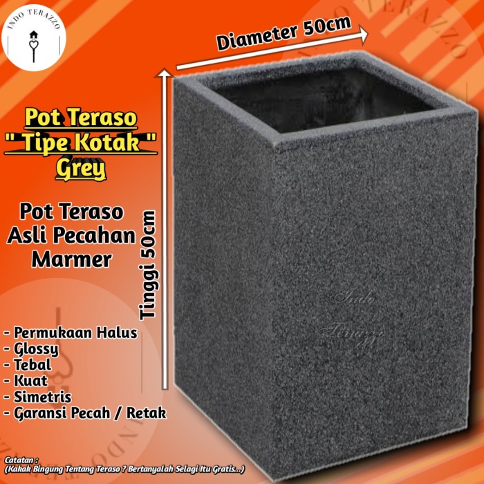 Jual INDO TERAZZO TERASO POT BUNGA PANJANG BESAR T50 D50 KERAMIK MARMER ...