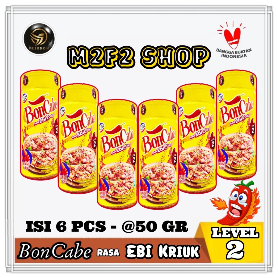 Jual BonCabe Level 2 Sambal Tabur Ebi Kriuk Botol - 50 gr (Kemasan 6 ...