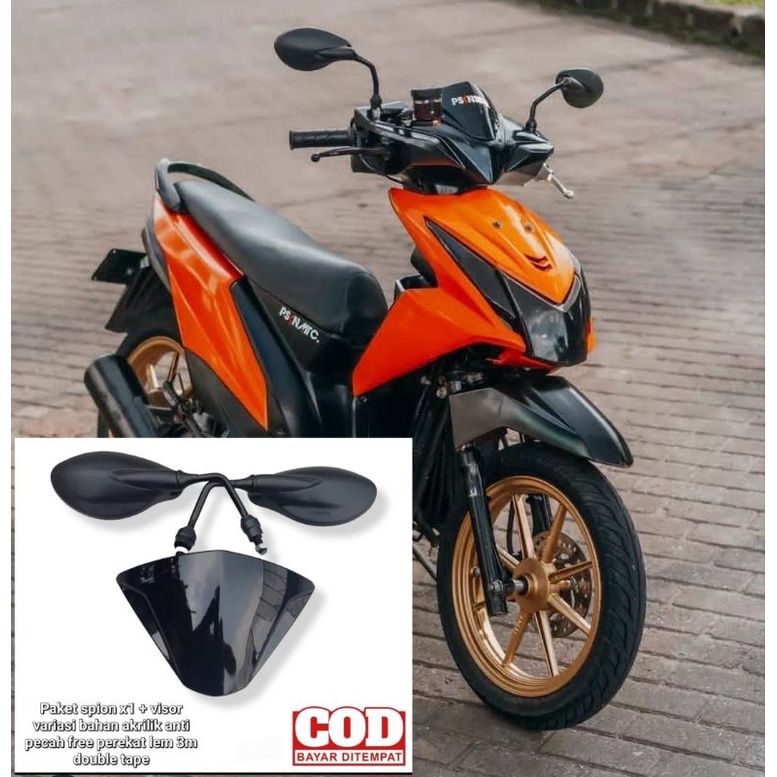Jual Paket variasi kaca spion x1 plus visor variasi universal model mx ...
