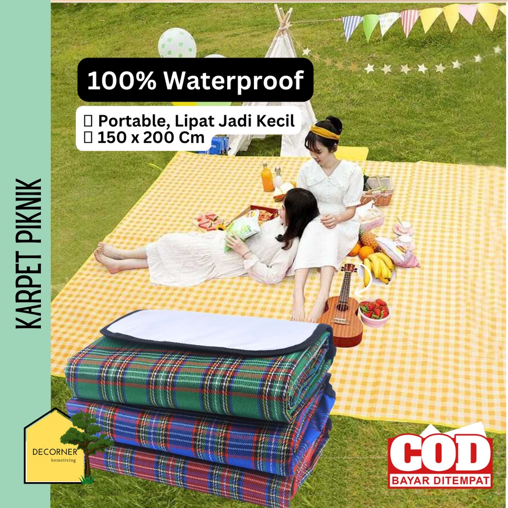 Jual Karpet Piknik Kotak Kotak Aesthetic Waterproof 1,5 x 2m Tikar ...