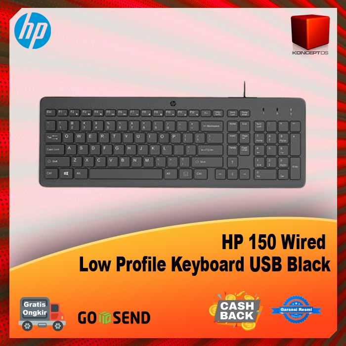 Jual HP 150 Wired Low Profile Keyboard USB Black | Shopee Indonesia
