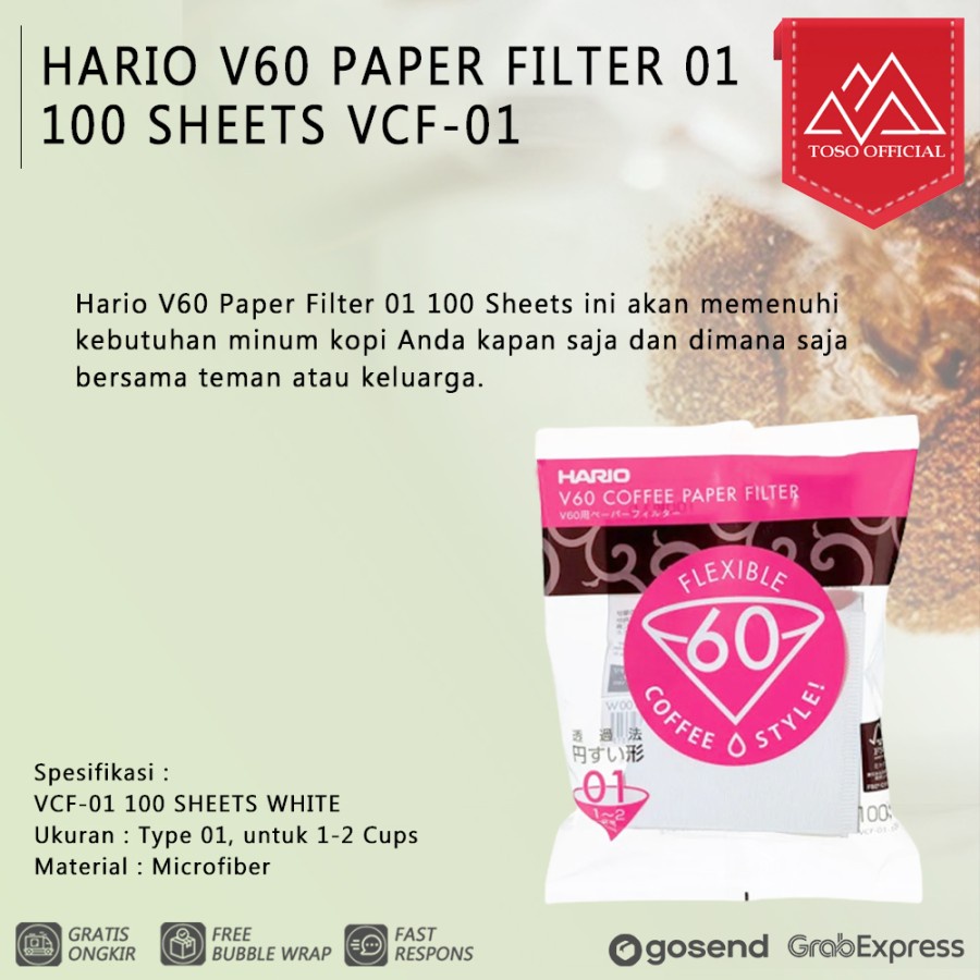 Jual HARIO V60 PAPER FILTER 01 110 SHEETS VCF-01-110W KERTAS SARINGAN ...
