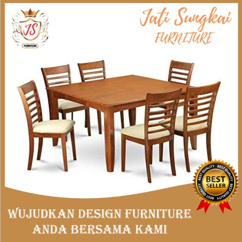 Jual Set Meja kursi makan minimalis modern kayu jati 6 Kursi | Shopee Indonesia