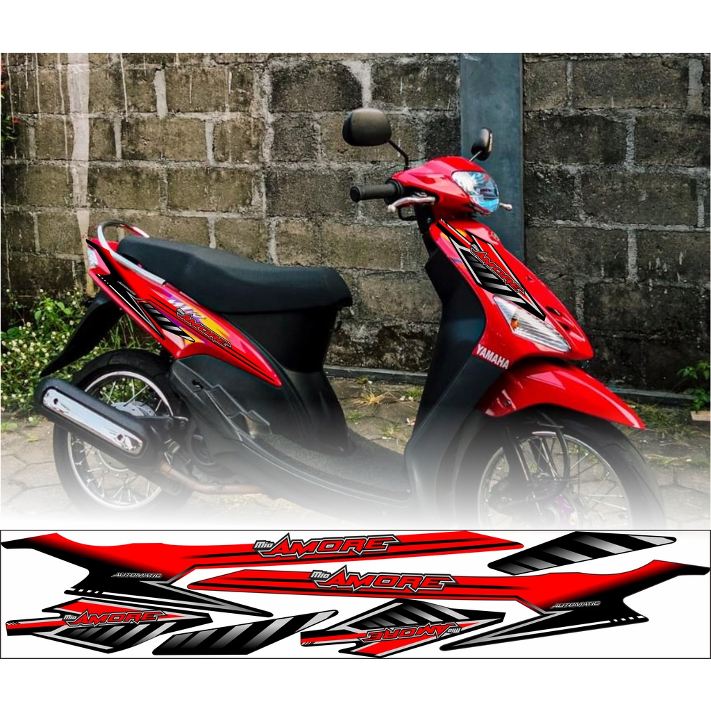Jual STIKER STRIPING MIO AMORE THAILAND warna merah lis hitam putih ...