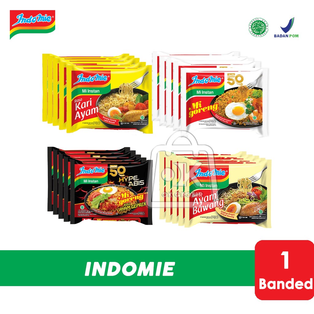 Jual Indomie Mie Instan Goreng / Indomie Kuah (1Banded isi 5pcs ...