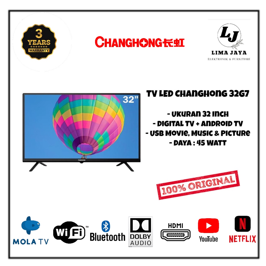 Jual CHANGHONG LED TV 32G7 DIGITAL + ANDROID TV LED CHANGHONG 32 Inch | Shopee Indonesia