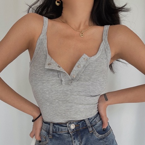 Jual [Premium] Sexy Button Up Straps Ribbed Tank Top 7282 S/M/L | Shopee Indonesia