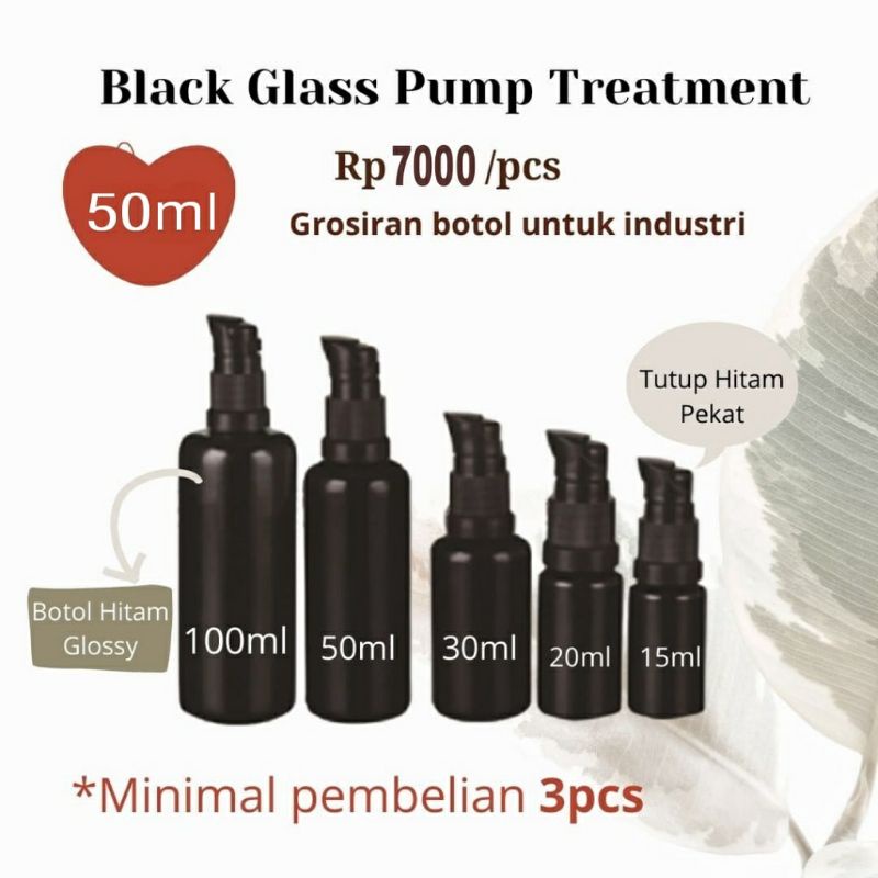 Jual Botol Hit Skincare Botol Pump Hitam Botol Kaca 50ml Pump Hitam ...