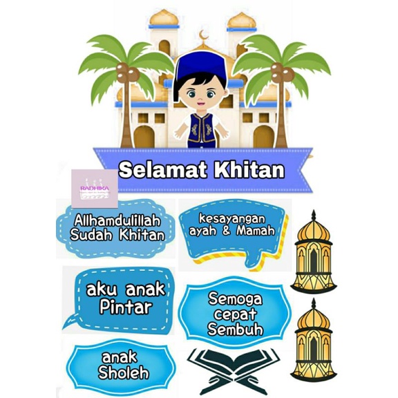 Jual Topper kue selamat khitan Khitanan custom nama | Shopee Indonesia