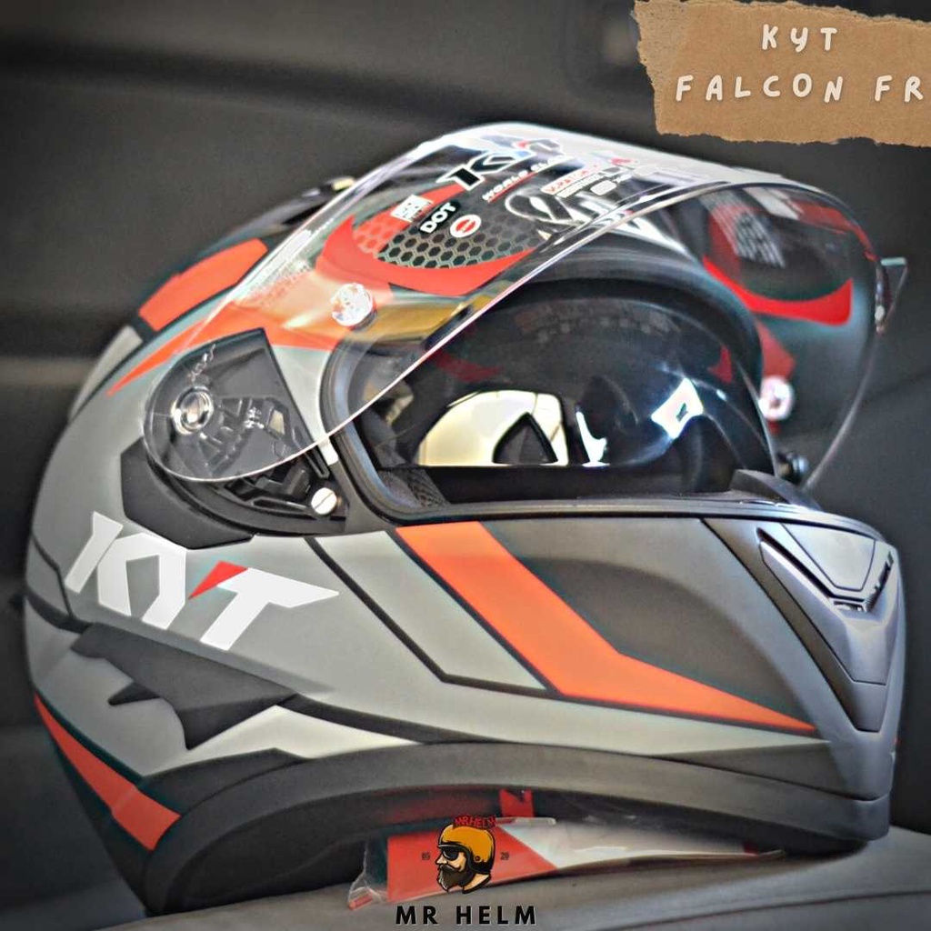 Jual HELM KYT FALCON FR FULLFACE MATTE BLACK RED FLUO ( MR HELM ...