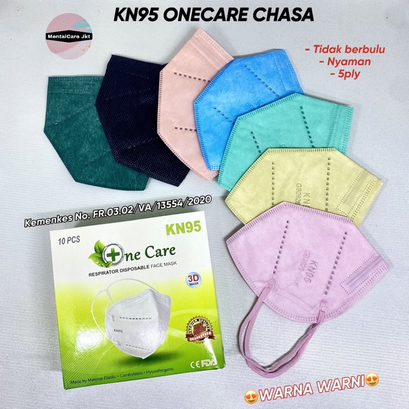 Jual Onecare Chasa KN95 Warna face mask 5ply isi 10pcs earloop mask kn ...