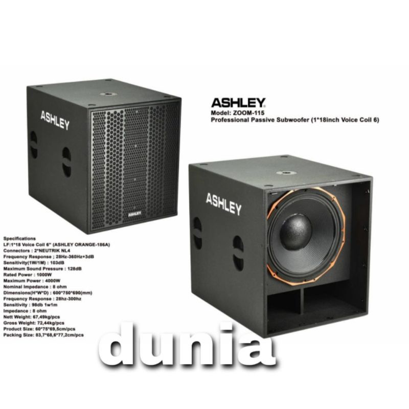 Jual Subwoofer Ashley Pasif Zoom 115 Original Sub Passive 15 inch ...