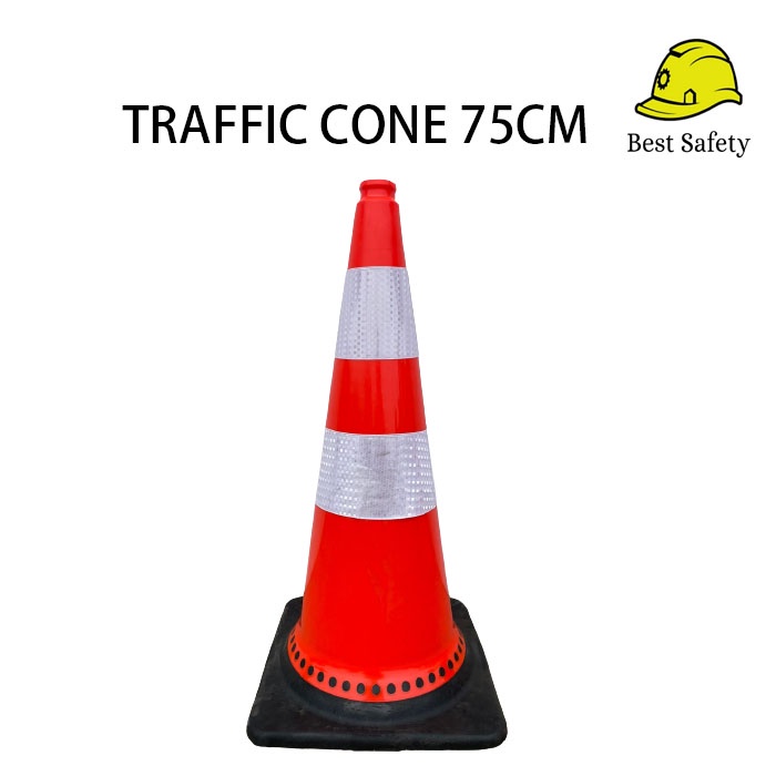 Jual Traffic Cone Rubber 75cm / Kerucut Lalu Lintas Karet Base Hitam 75cm | Shopee Indonesia