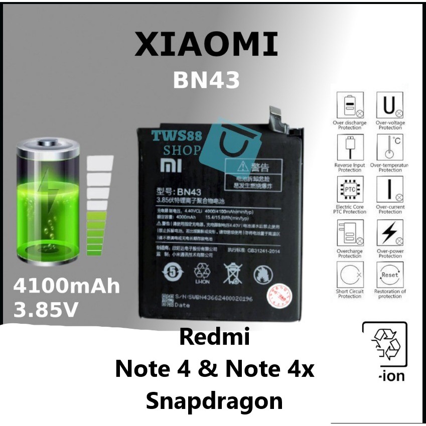 Jual (TWS) Baterai Batre Battery Original Xiaomi Redmi Note 4X dan Note ...