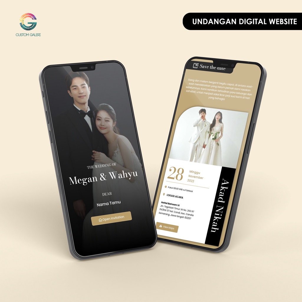Jual Undangan Digital Website Full Photos Black Gold | Shopee Indonesia