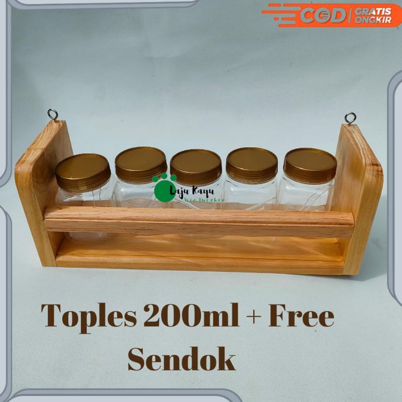 Jual Rak Gantung Tempat Penyimpanan Bumbu Dapur Panjang 30Cm Bahan Kayu ...