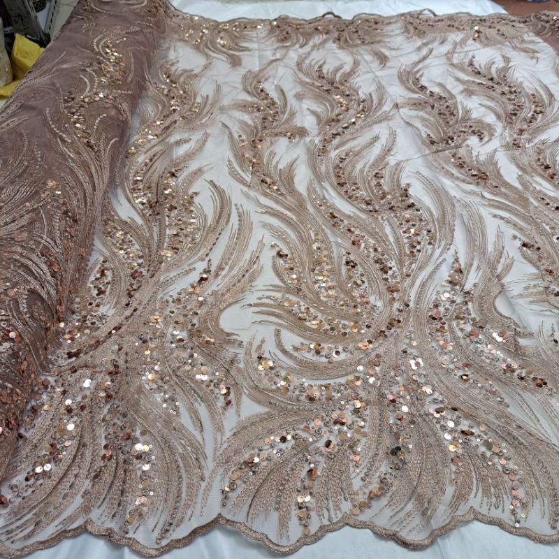 Jual (COD) bahan kain tulle luis full payett salur/ tille bordir mewah ...