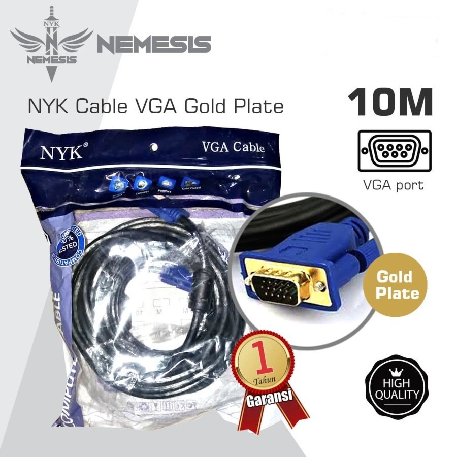 Jual KABEL VGA 10M HIGH QUALITY (GOLD PLATED) / VGA 10 METER | Shopee Indonesia