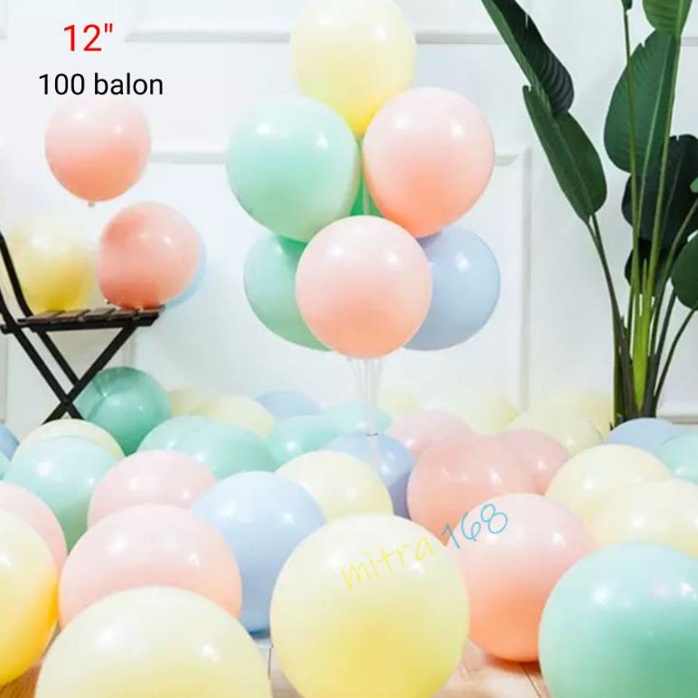 Jual Balon Latex Macaron 12" 100 pcs / pack | Shopee Indonesia