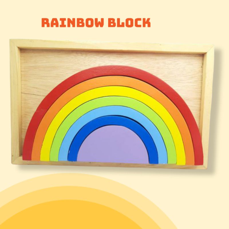 Jual smarttoys RAINBOW BLOCK DENGAN TRAY balok pelangi mainan kayu ...