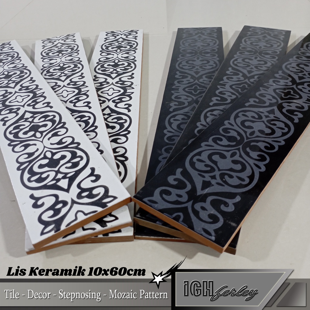 Jual Lis Keramik Dinding 10x60 Variasi Hitam Putih Minimalis List Plint ...