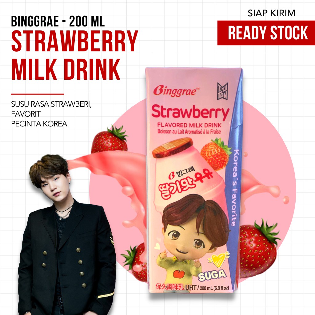 Jual Strawberry Milk Drink / Susu Rasa Stroberi - Binggrae 200 ml ...