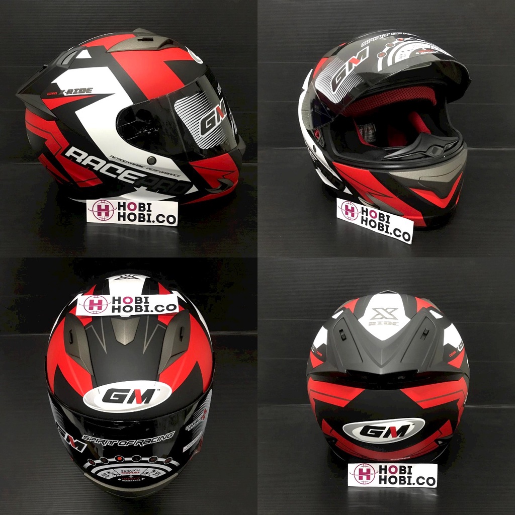 Jual GM HELM RACE PRO X-RIDE BLACK RED DOFF SINGLE VISOR RACEPRO ...